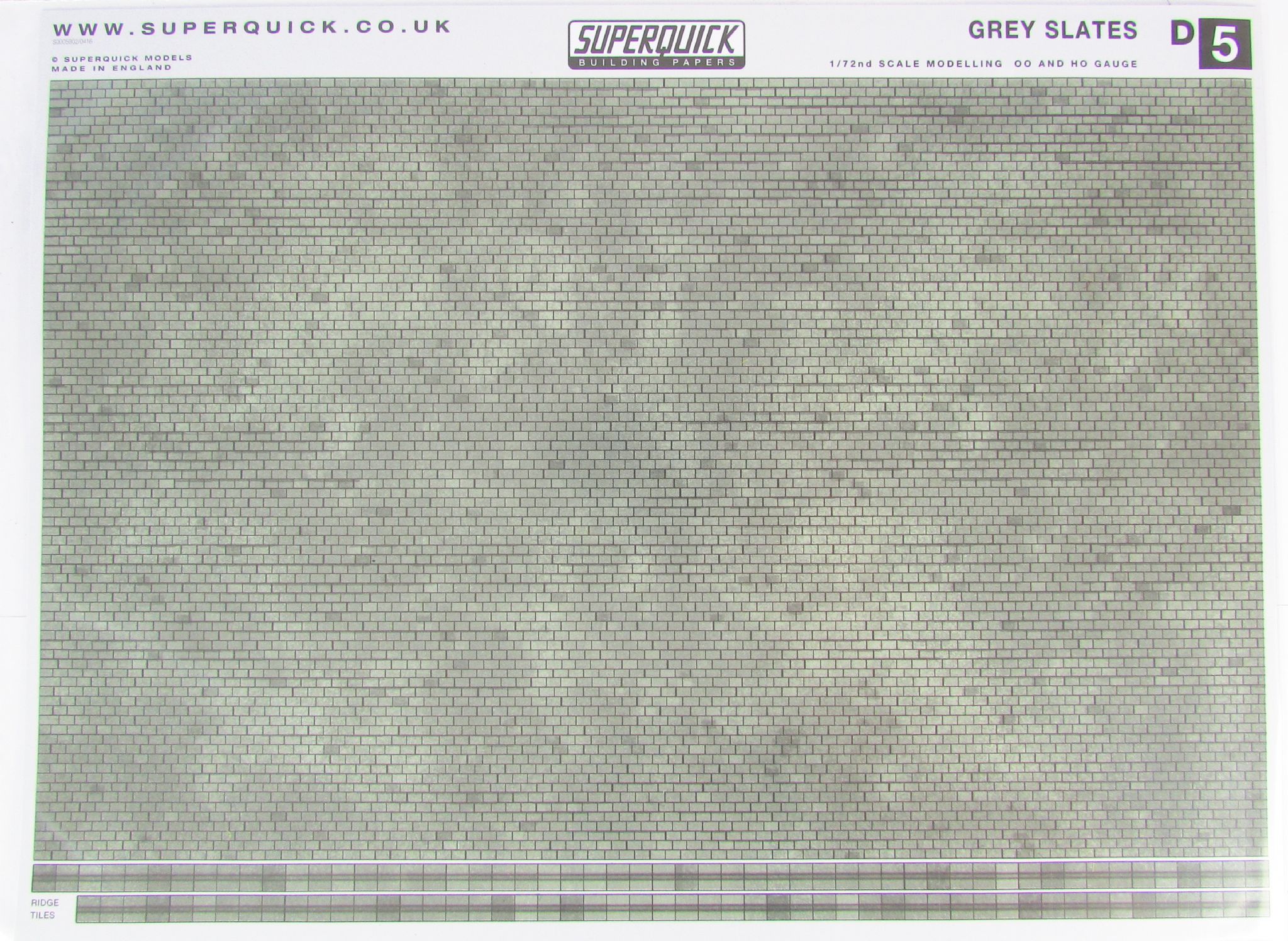 OO Gauge D5 Grey Slates Building Paper 6x A4 Sheets Per Pack - KJB Models
