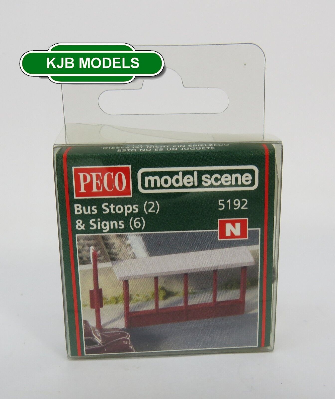 Peco Model Scene 5192 2 bus stops with shelters and 6 signs - Kit - KJB Models